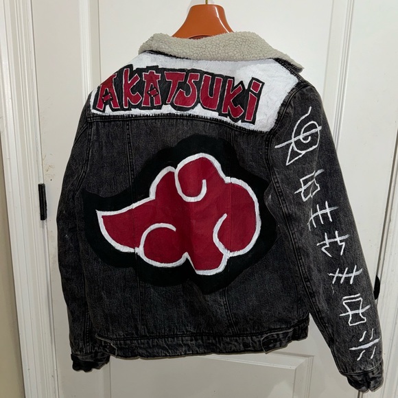 Jackets & Coats | Black Denim Bomber Akatsuki Itachi Jacket Medium ...